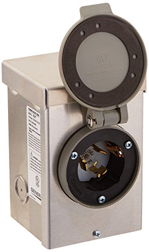 Generac 6347 50-Amp 125/250V Aluminum Power Inlet Box with Spring-Load ...